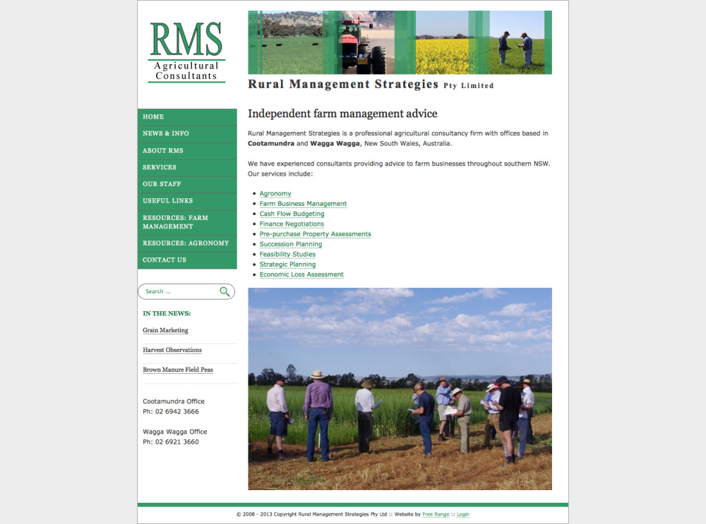 Recent projects | Free Range Web Design | Clean & clear website design ...